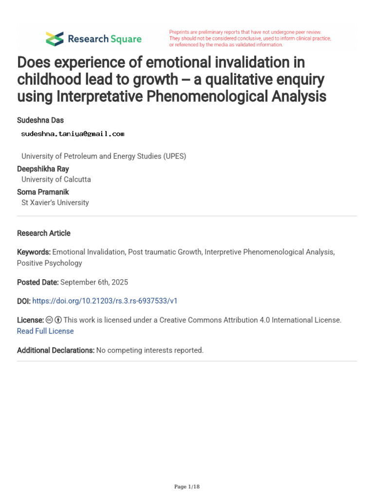 Emotional Invalidation and Personal Growth | PDF | Psychological Trauma ...