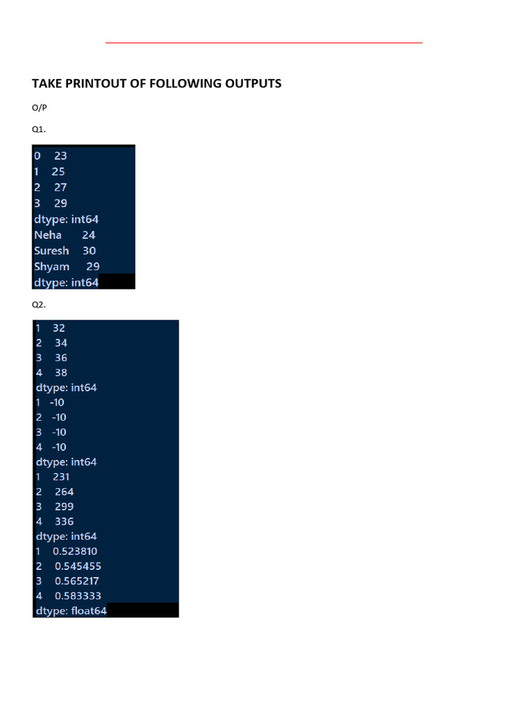 Assignment 2 Series OUTPUTS | PDF