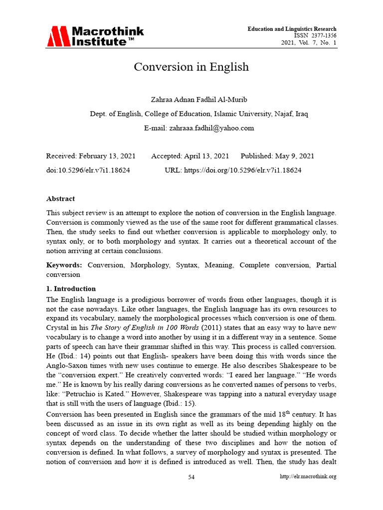 Conversion in English (1) | PDF | Adjective | Word