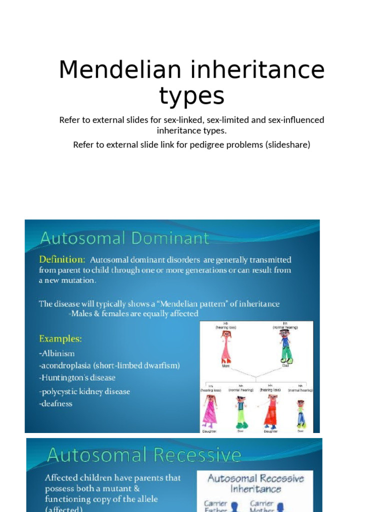 Mendelian Inheritance Types | PDF | Dominance (Genetics) | Genotype