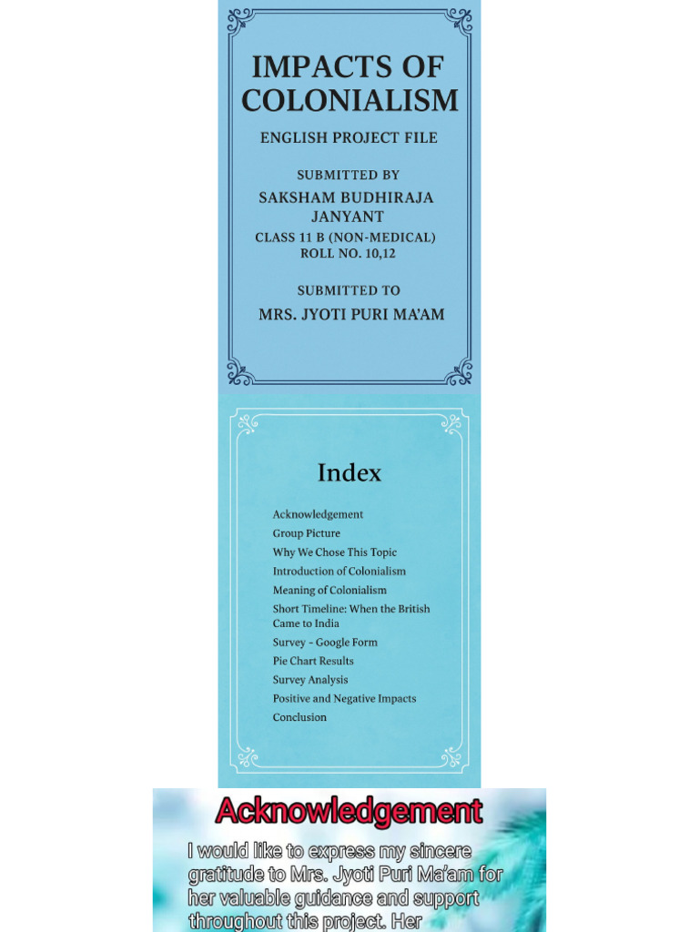 English Project Work On Impact of Colonialism | PDF