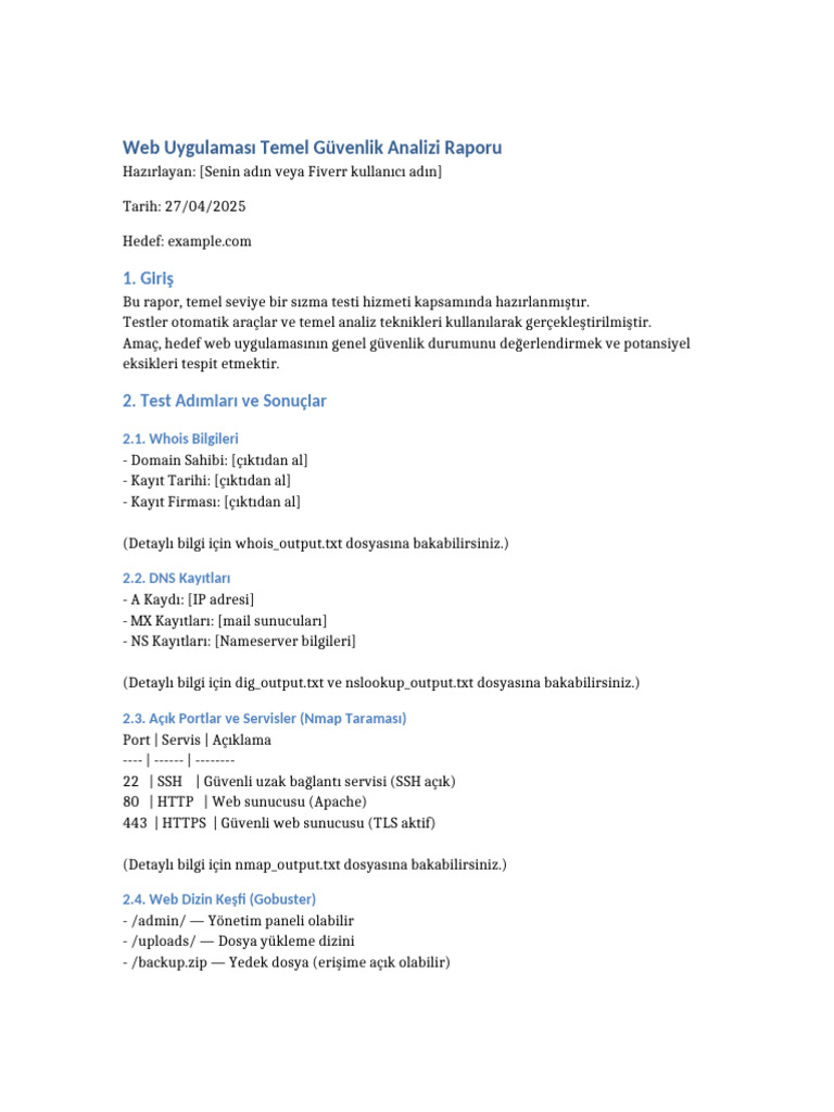 WebApp Security Report Template | PDF