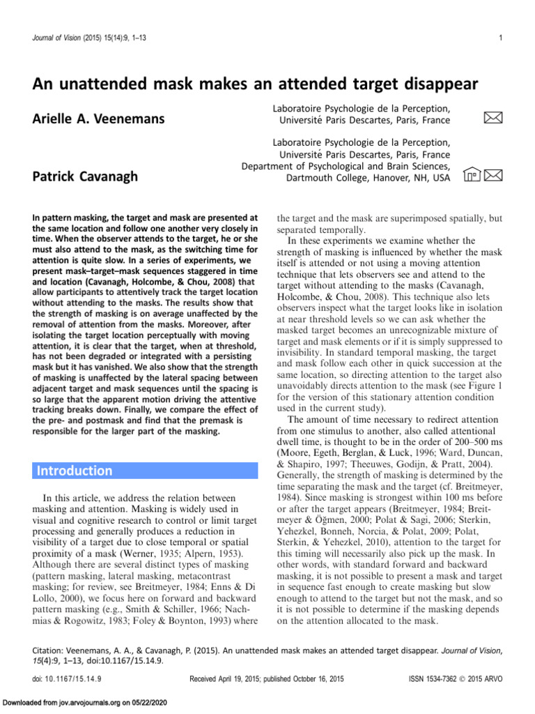 An Unattended Mask Makes An Attended Tar | PDF | Attention | Experiment