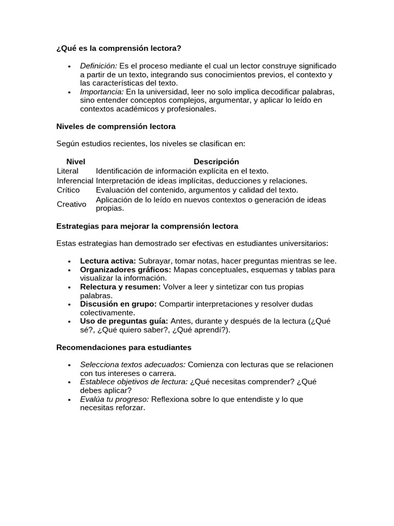 Comprension Lectora | PDF