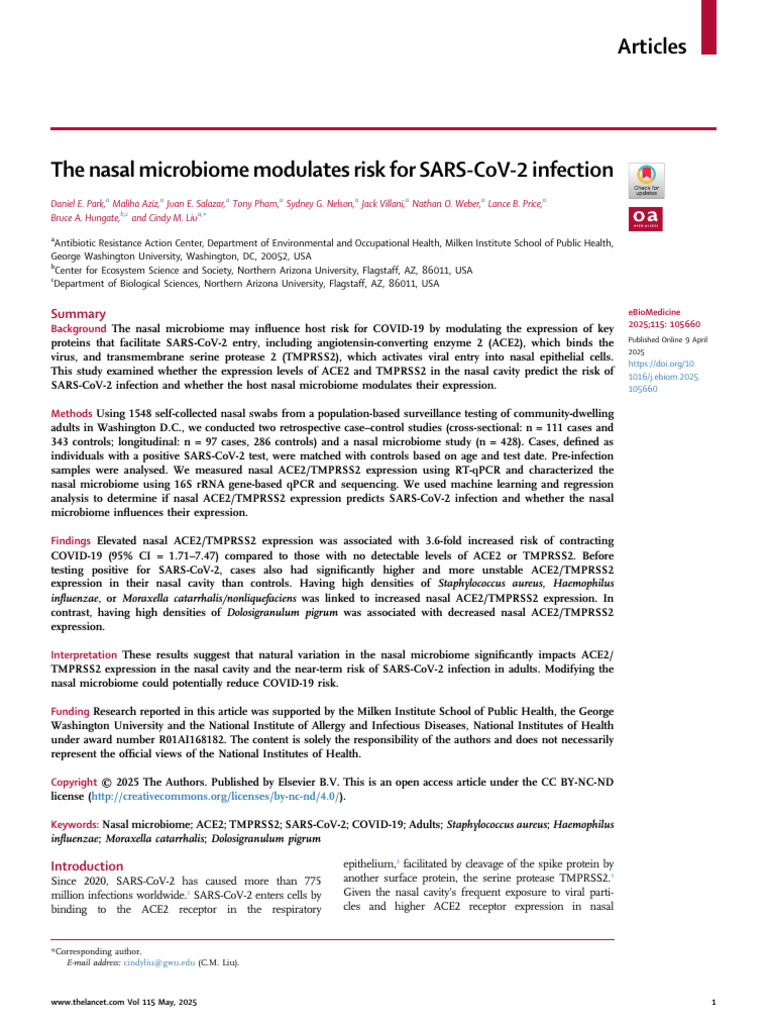 Nasal Microbiome's Role in COVID-19 Risk | PDF | Infection | Microbiology
