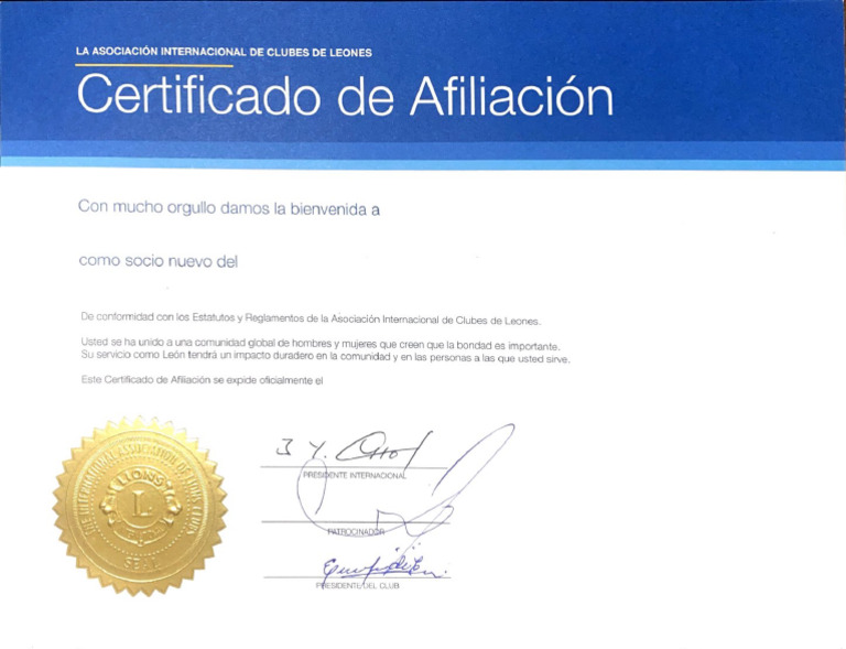 Certificado de Afiliación Club Leonés | PDF