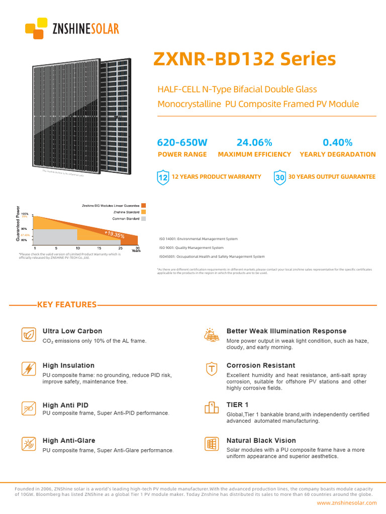 ZXNR-BD132 Bifacial Solar Module Specs | PDF | Solar Panel | Photovoltaics
