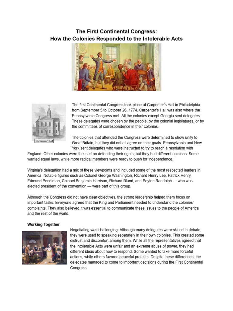The First Continental Congress_ | PDF | Continental Congress | Patriot ...