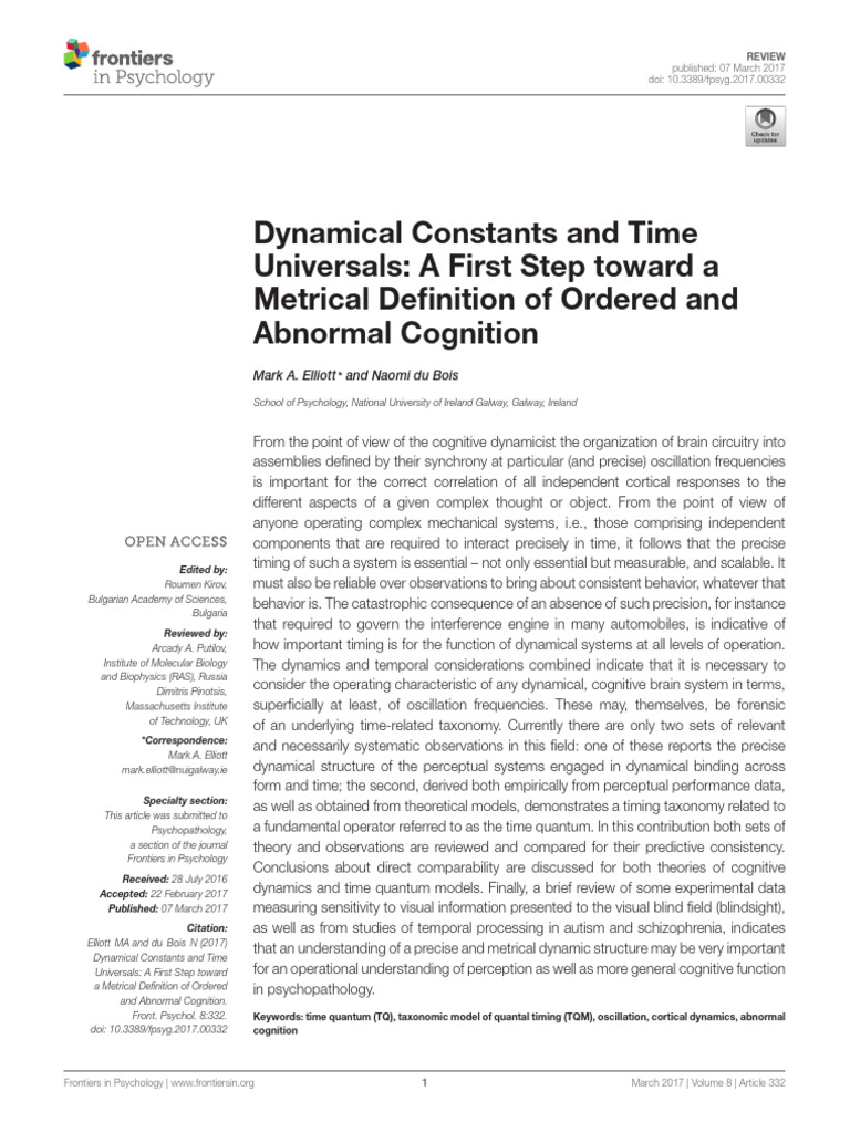 Dynamical Constants and Time Universals | PDF | Neural Oscillation ...