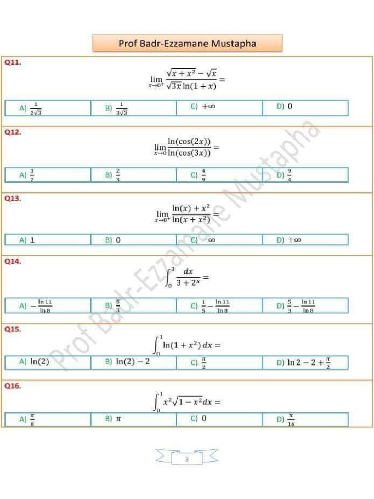 FMP FMD ENSA ENSAM Prof Badr Ezzaman MATH | PDF