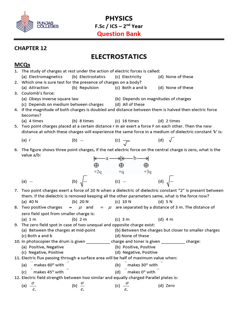 Physics Part-2 Question Bank CH#12 | PDF | Capacitance | Capacitor