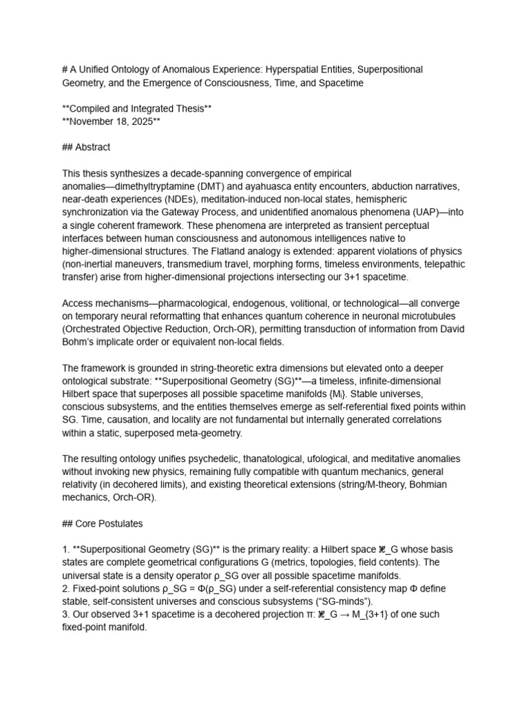 # A Unified Ontology of Anomalous Experience - Hyperspatial Entities ...