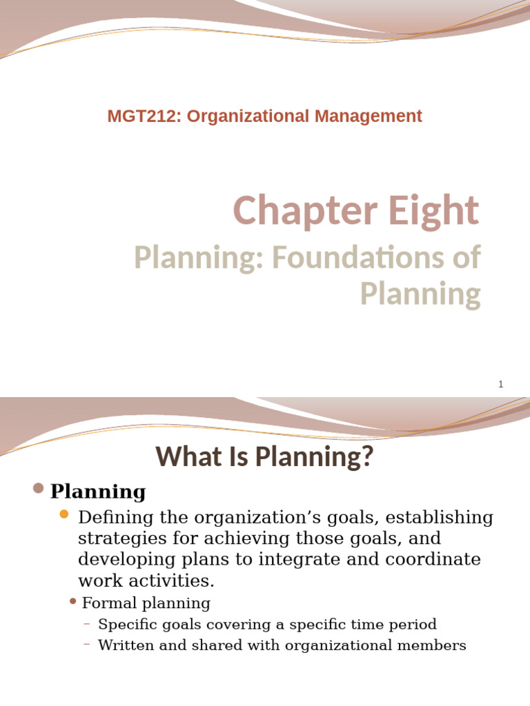 Chapter 8 - Foundations of Planning | PDF | Goal | Business