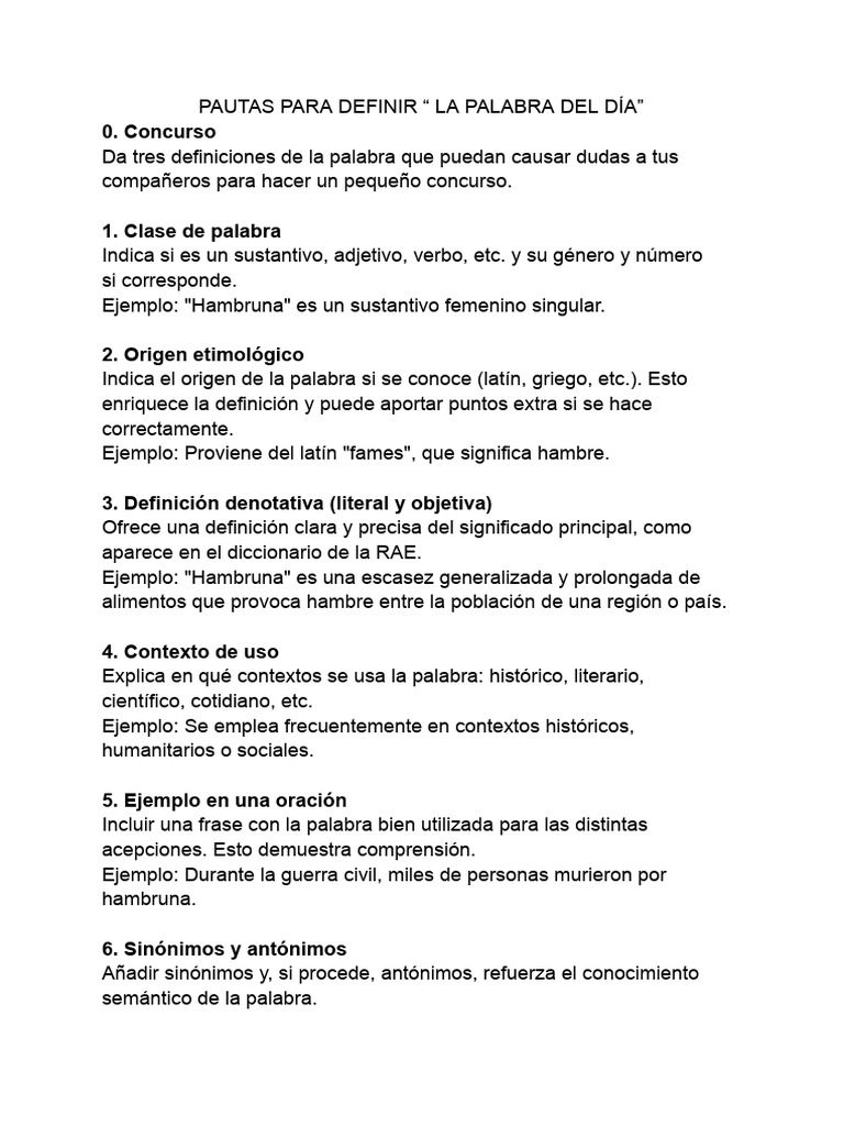 Pautas para Definir " La Palabra Del Día" | PDF