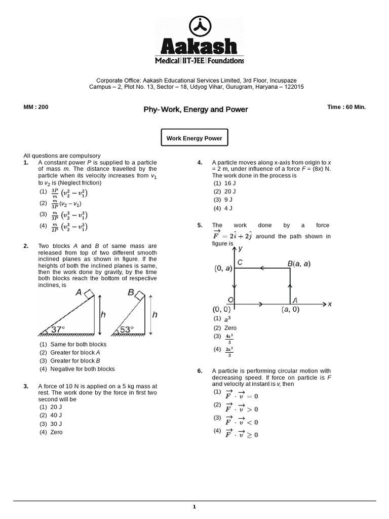Physics Work, Energy, and Power Quiz | PDF | Force | Momentum