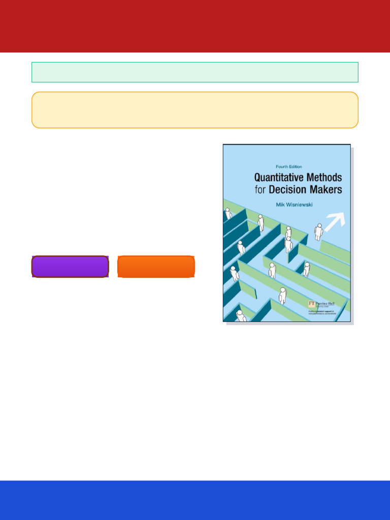 Quantitative Methods for Decision Makers 4th Edition Mik Wisniewski ...