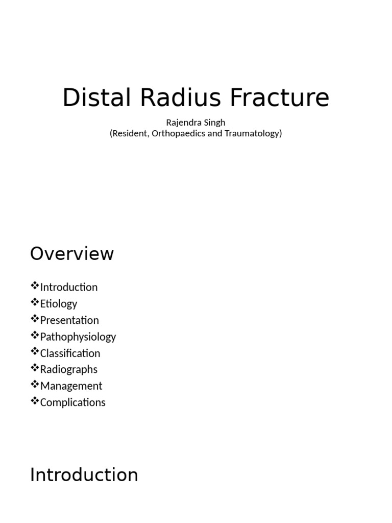 Distal Radius Fracture Overview and Management | PDF