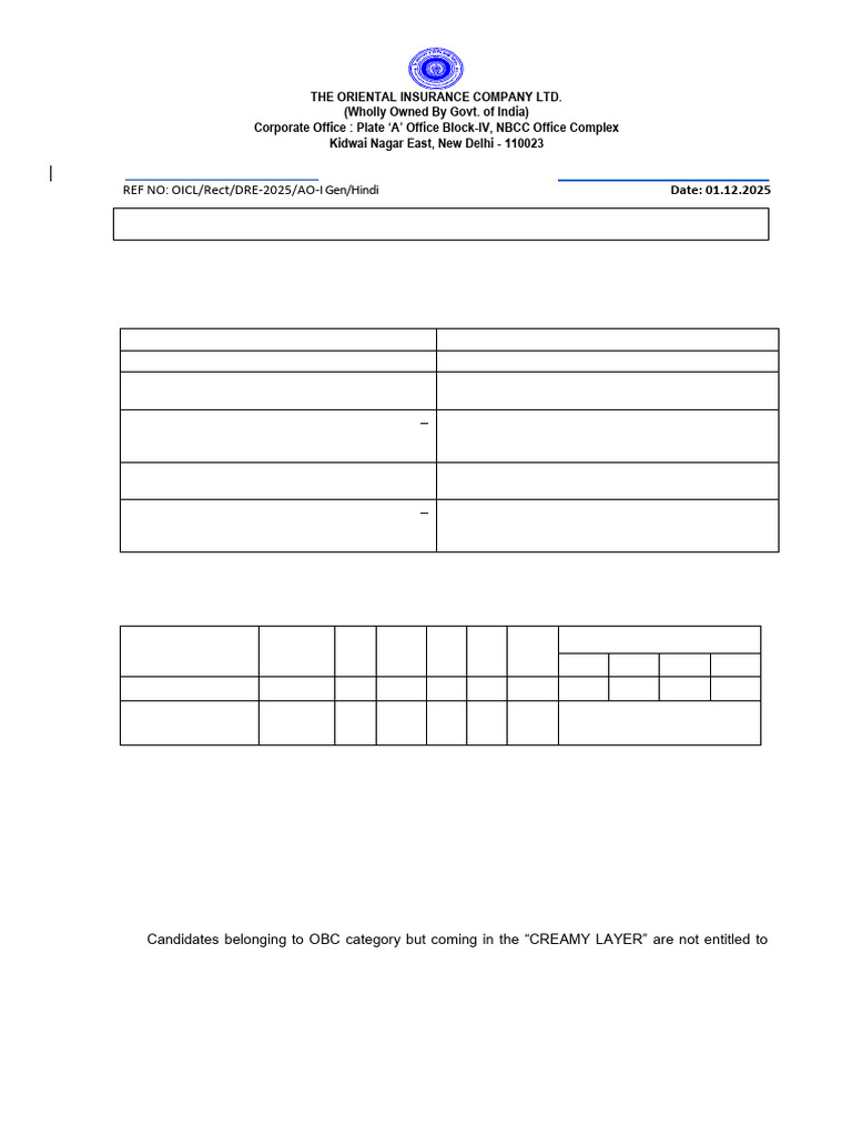 OICL Advertisement for AO 2025 English 51f70ed79f | PDF | Identity ...