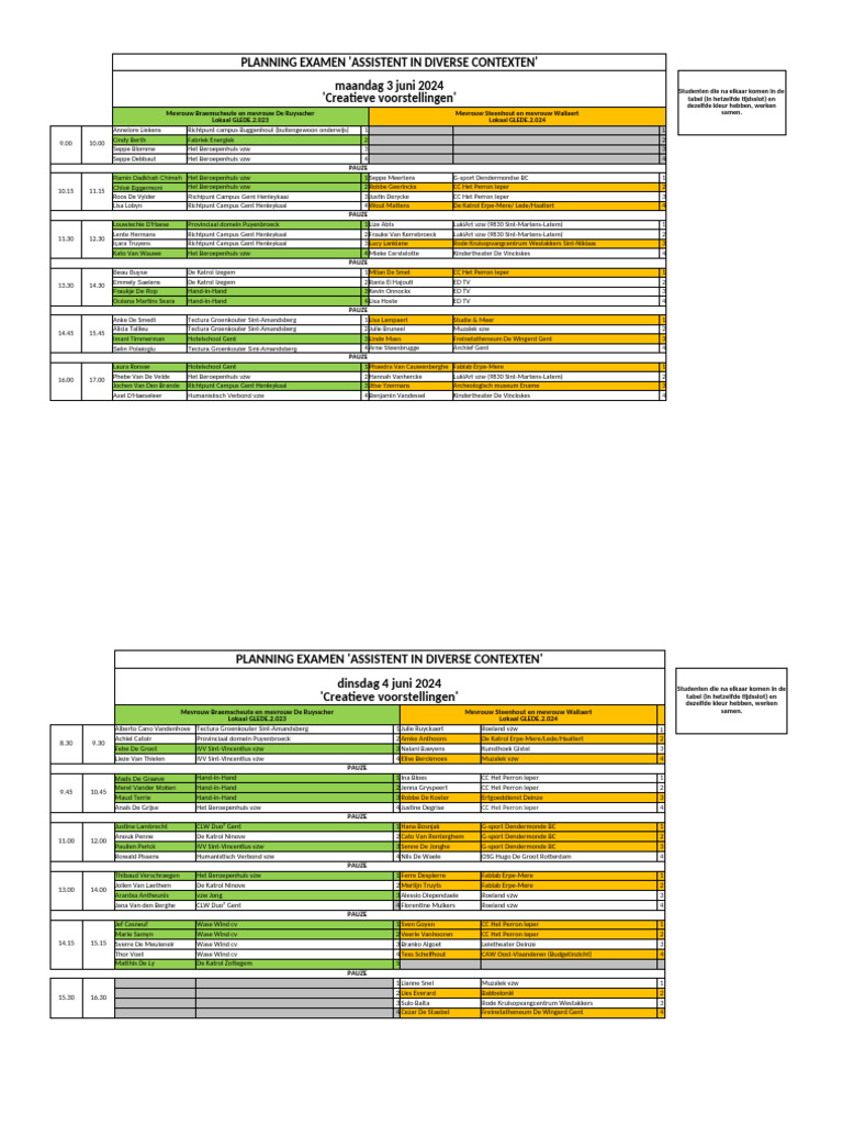Voorstel Planning Creatieve Voorstellingen 2024 | PDF