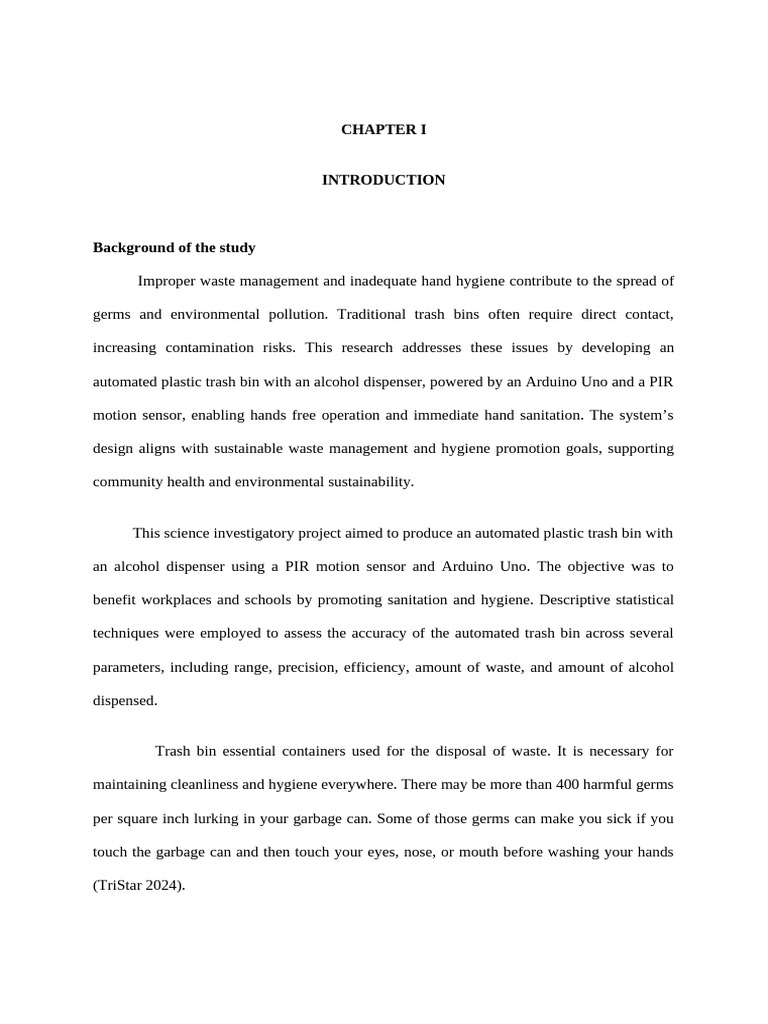 Development of Automated Plastic Trash Bin With Alcohol Dispenser Using ...