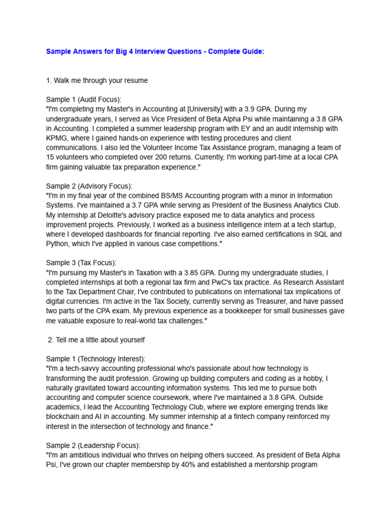 Big 4 Interview Questions 2025 | PDF | Depreciation | Balance Sheet