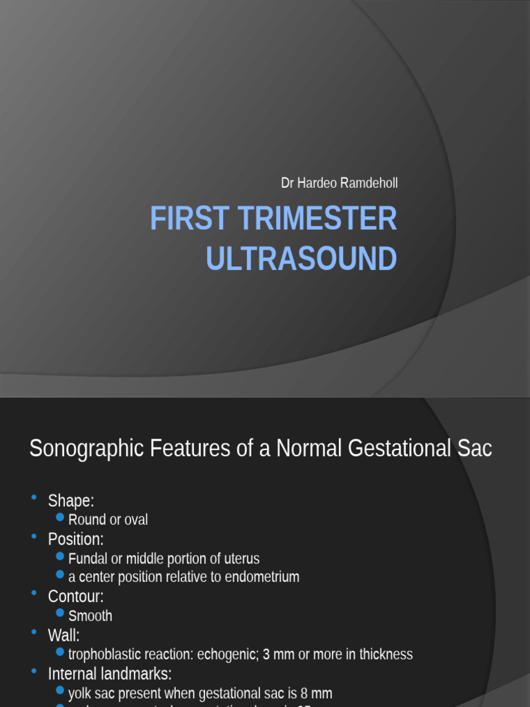 First Trimester Ultrasound Guide | PDF | Miscarriage | Pregnancy