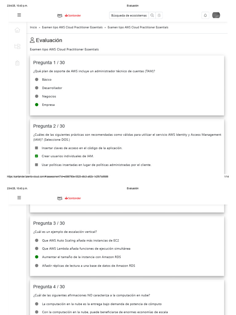 Examen AWS Cloud Practitioner Essentials | PDF | Servicios web de ...