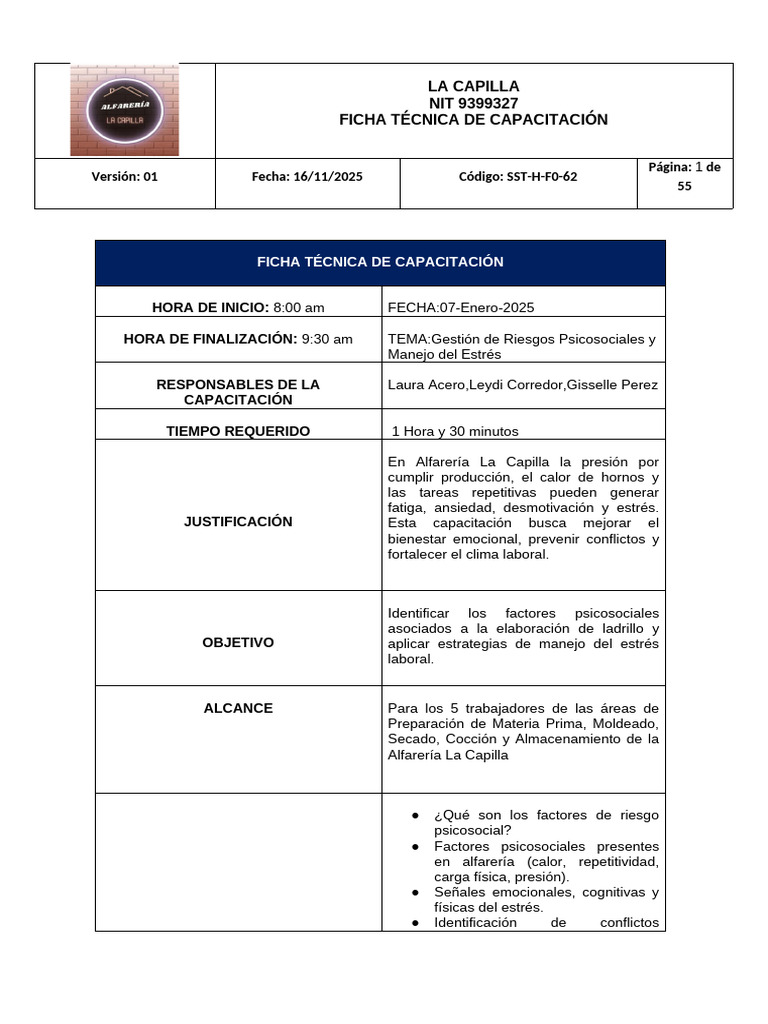 Grupo 3. Ficha Técnica de Capacitación | PDF | ruido | Radiación