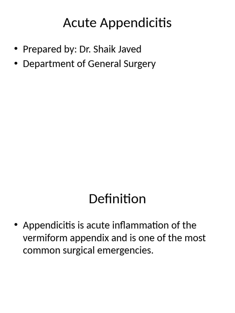 Acute Appendicitis Overview and Management | PDF | Diseases And ...
