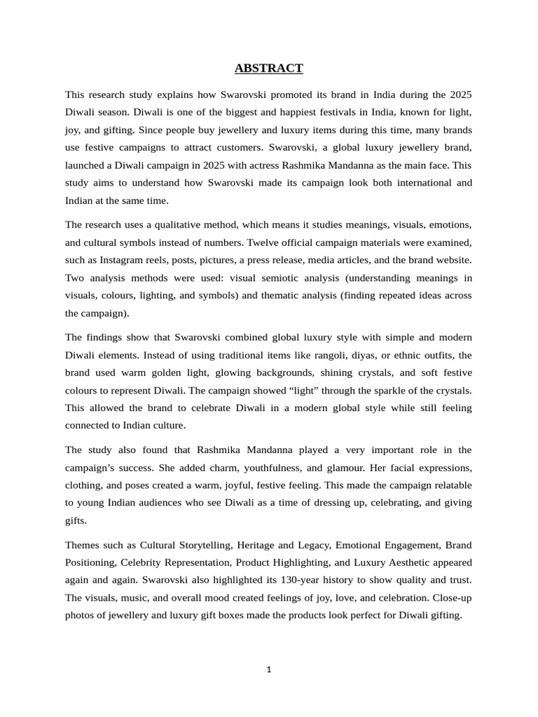 Swarovski's 2025 Diwali Campaign Analysis | PDF | Brand | Qualitative ...