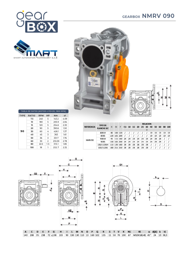 Données Techniques GEARBOX NMRV 090 | PDF