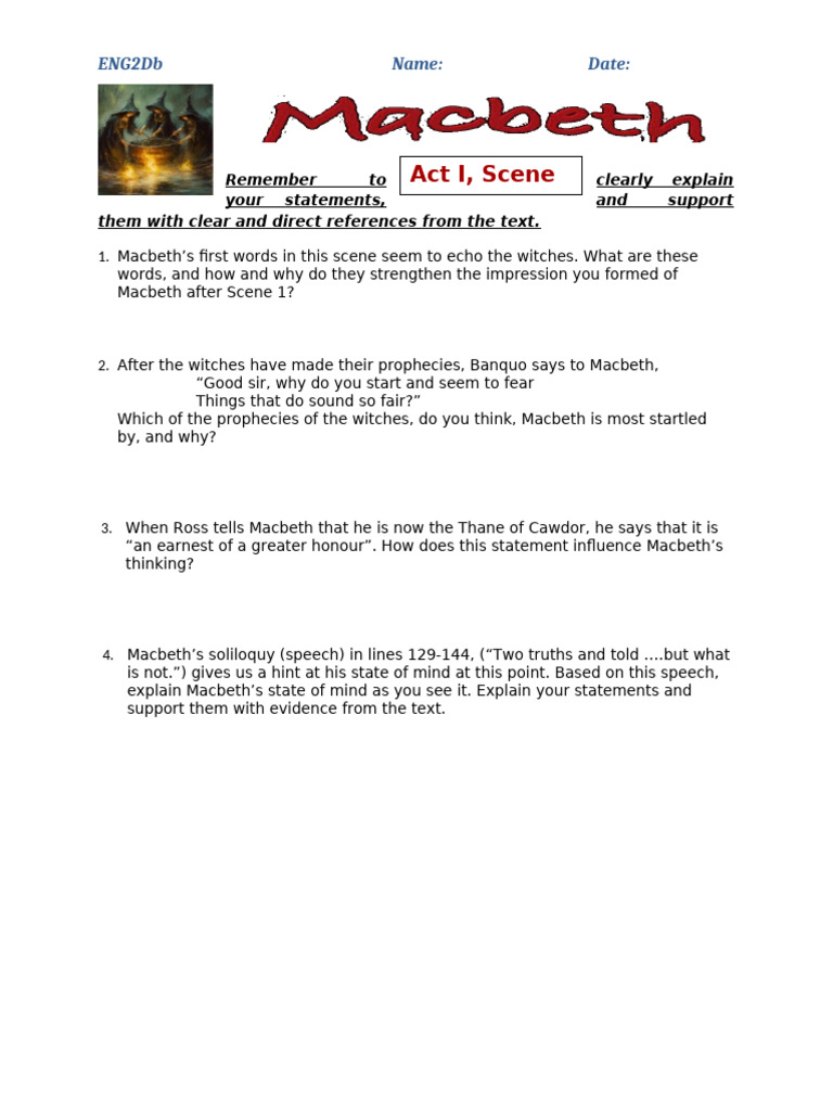 Analyzing Macbeth's Character in Act 1 | PDF