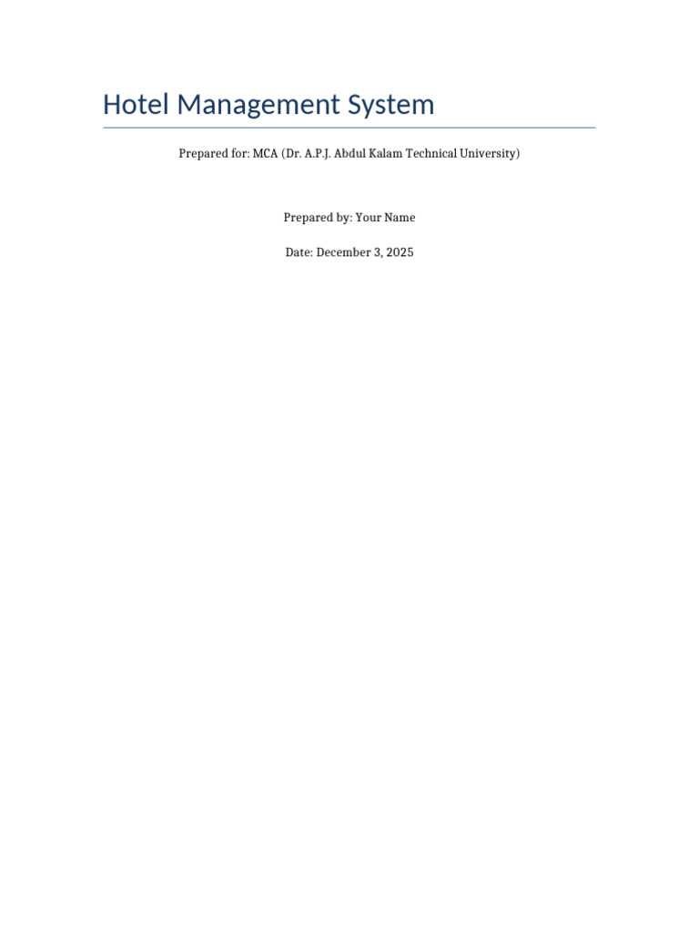 Hotel Management System Overview and SRS | PDF | Use Case | Computer ...