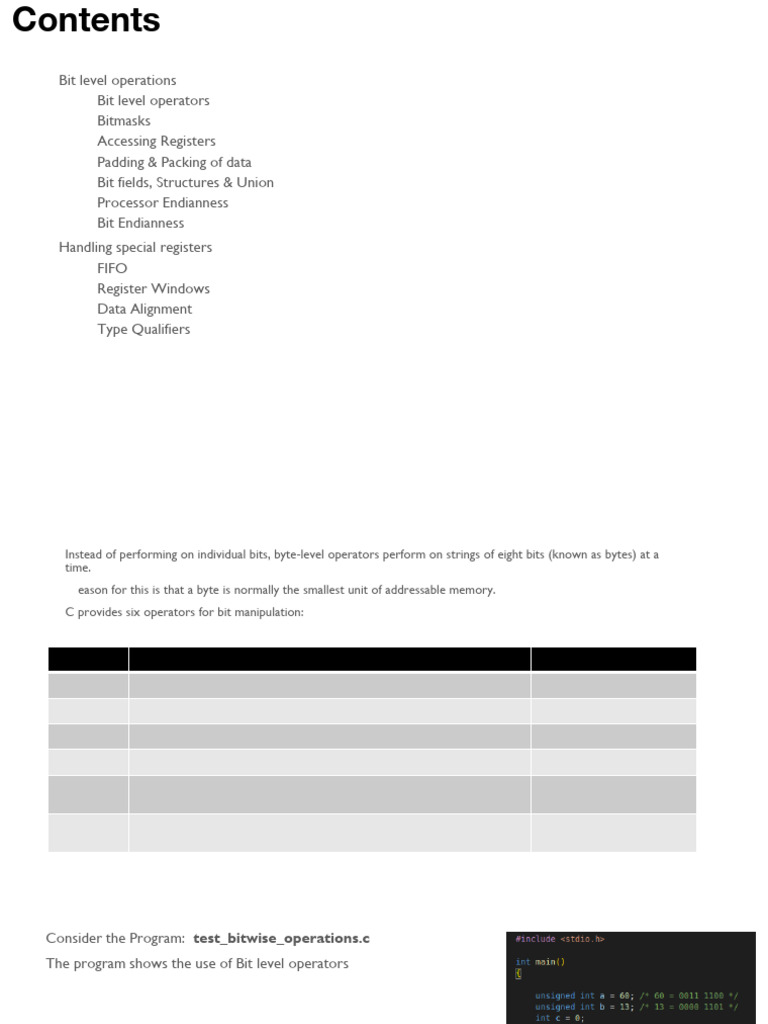 C Bit Level Operations | PDF | Integer (Computer Science) | Bit