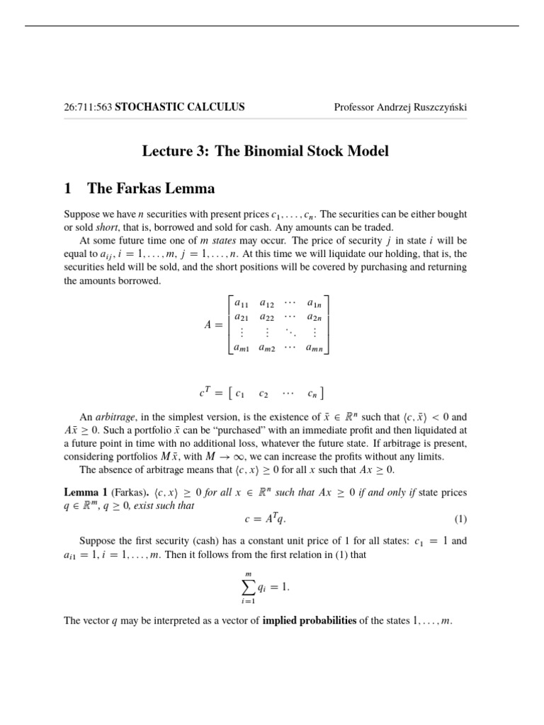 Binomial Stock Model Overview | PDF | Stocks | Economic Sectors