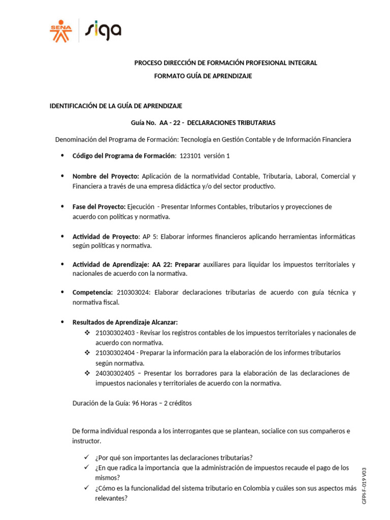 ACTIVIDAD_DE_18_11_2025_F_314_7504_Guía_22_Declaraciones_tributarias (2) | PDF | Impuestos ...