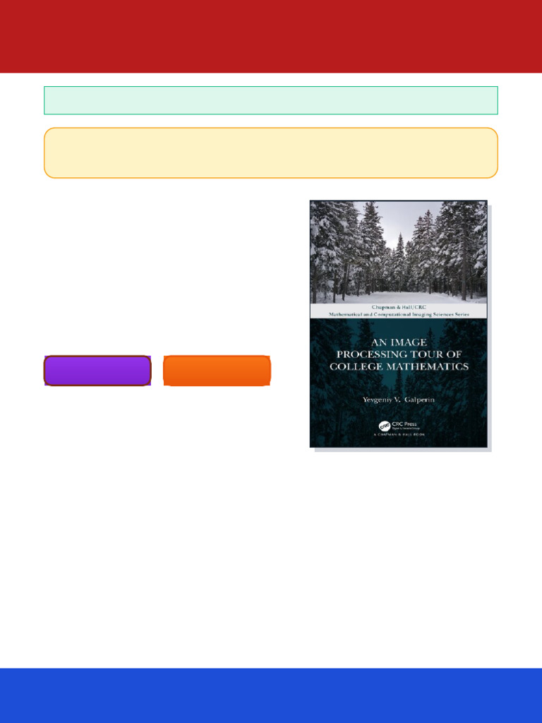 An Image Processing Tour of College Mathematics 1st Edition Yevgeniy V ...