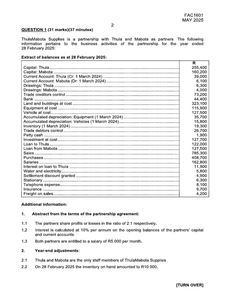 Fac1601 Income Statement Question | PDF