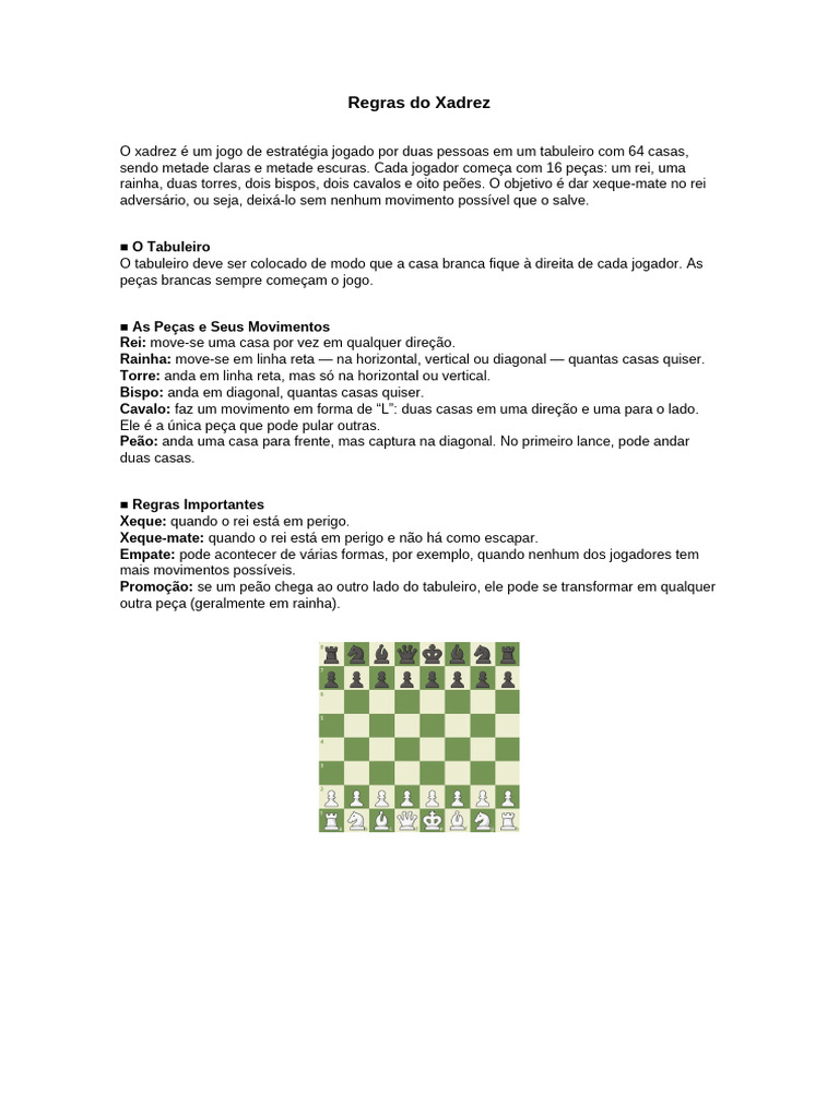 Regras Do Xadrez 2 | PDF