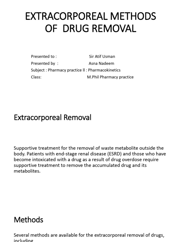 Extracorporeal Methods of Drug Removal | PDF | Hemodialysis | Peritoneum