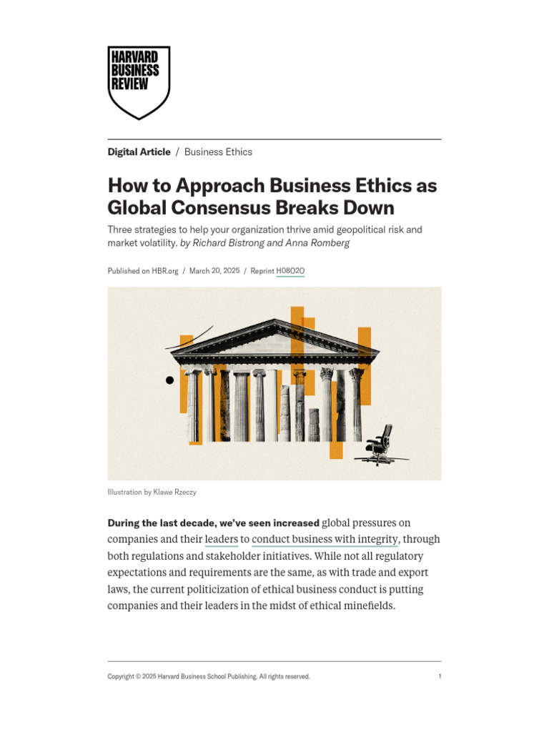 How to Approach Business Ethics as Global Consensus Breaks Down | PDF ...
