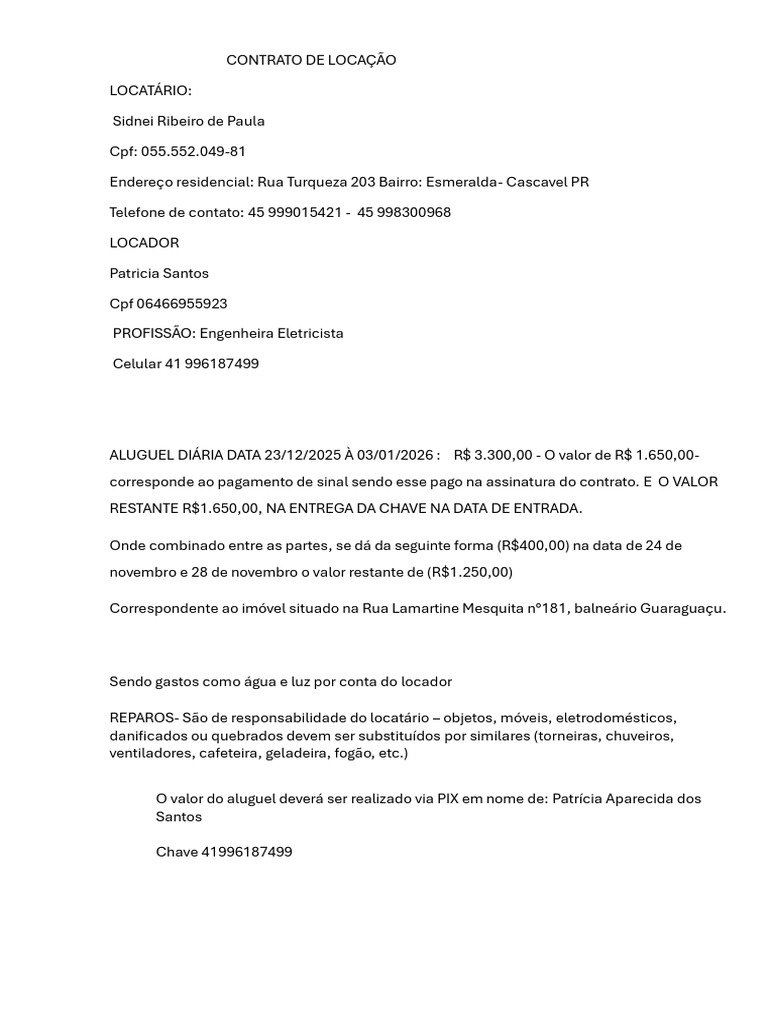 Contrato de Locacao Mensal %281%29 Assinado | PDF