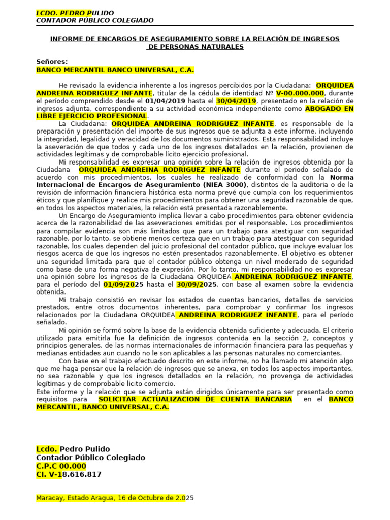 Informe de Ingresos de Orquídea Rodríguez | PDF | Contador