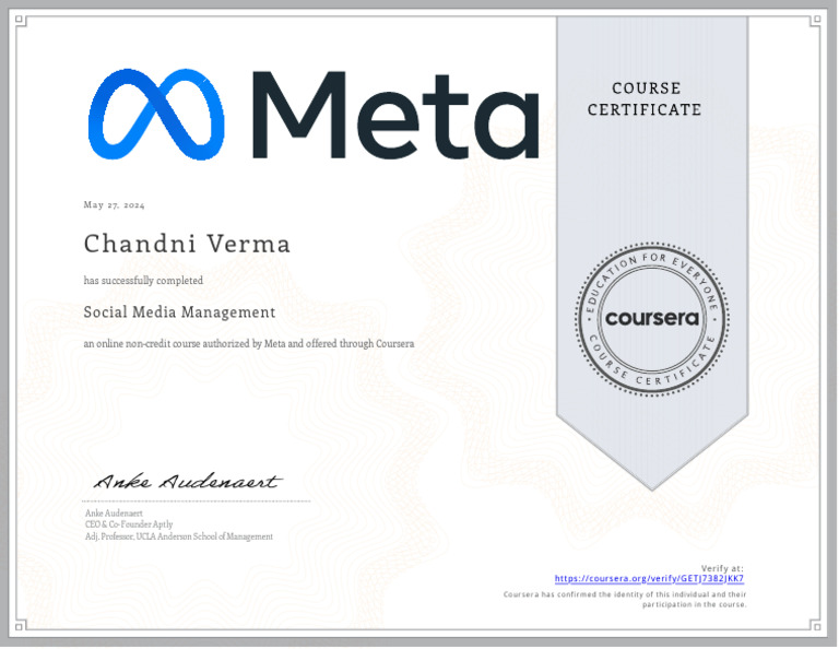 Social Media Management Course Completion | PDF