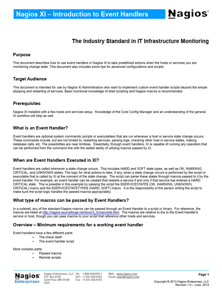 Nagios XI Event Handlers Guide | PDF | Scripting Language | Command ...