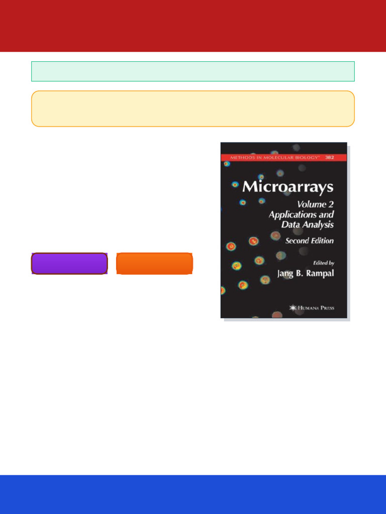 Microarrays Volume 2 Applications and Data Analysis 2nd Edition Conor W ...