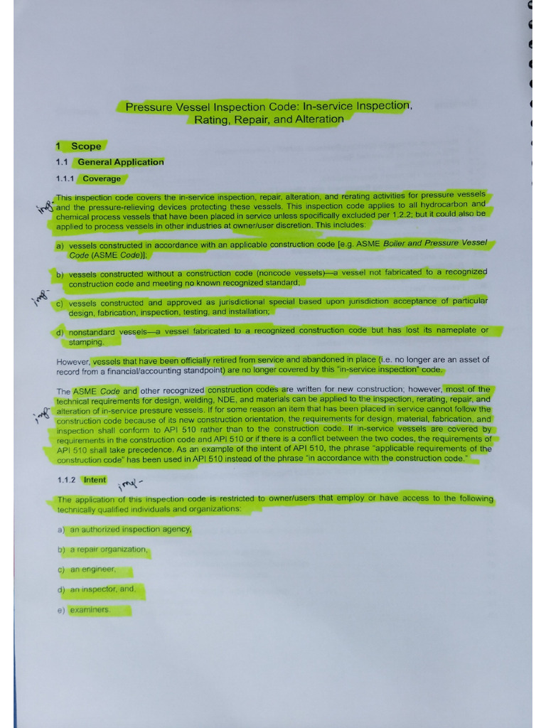 API 510 Code Chapter 1,2,3,4 | PDF