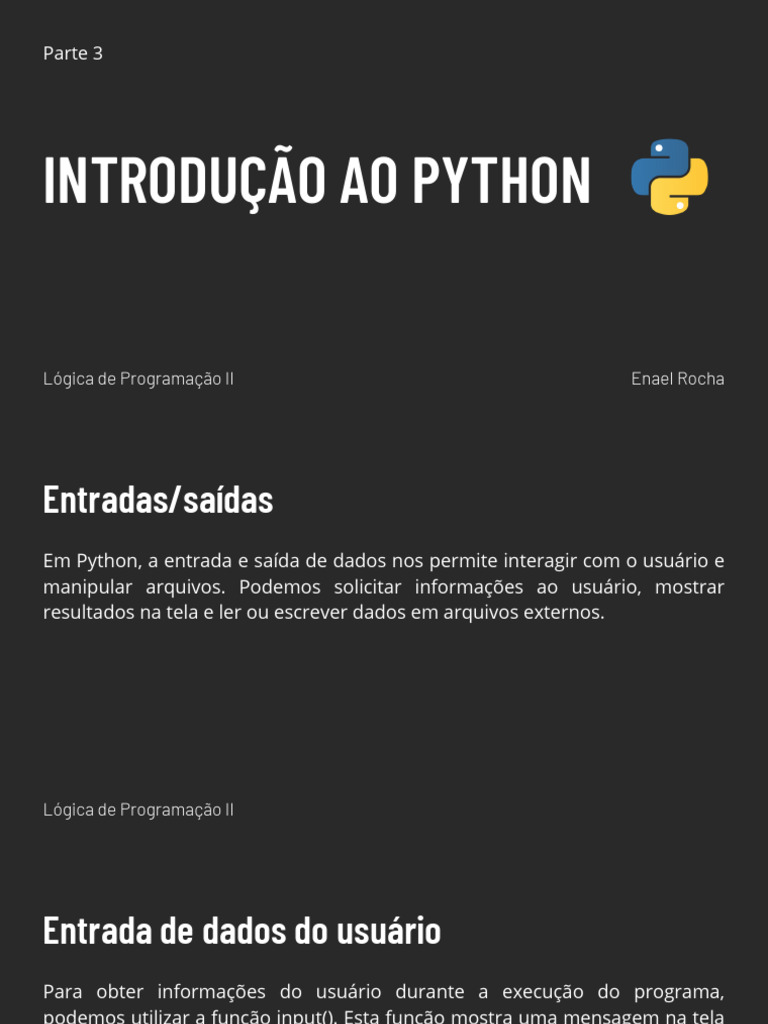 Introdução Ao Python - Parte 3 | PDF | Python (linguagem de programação ...