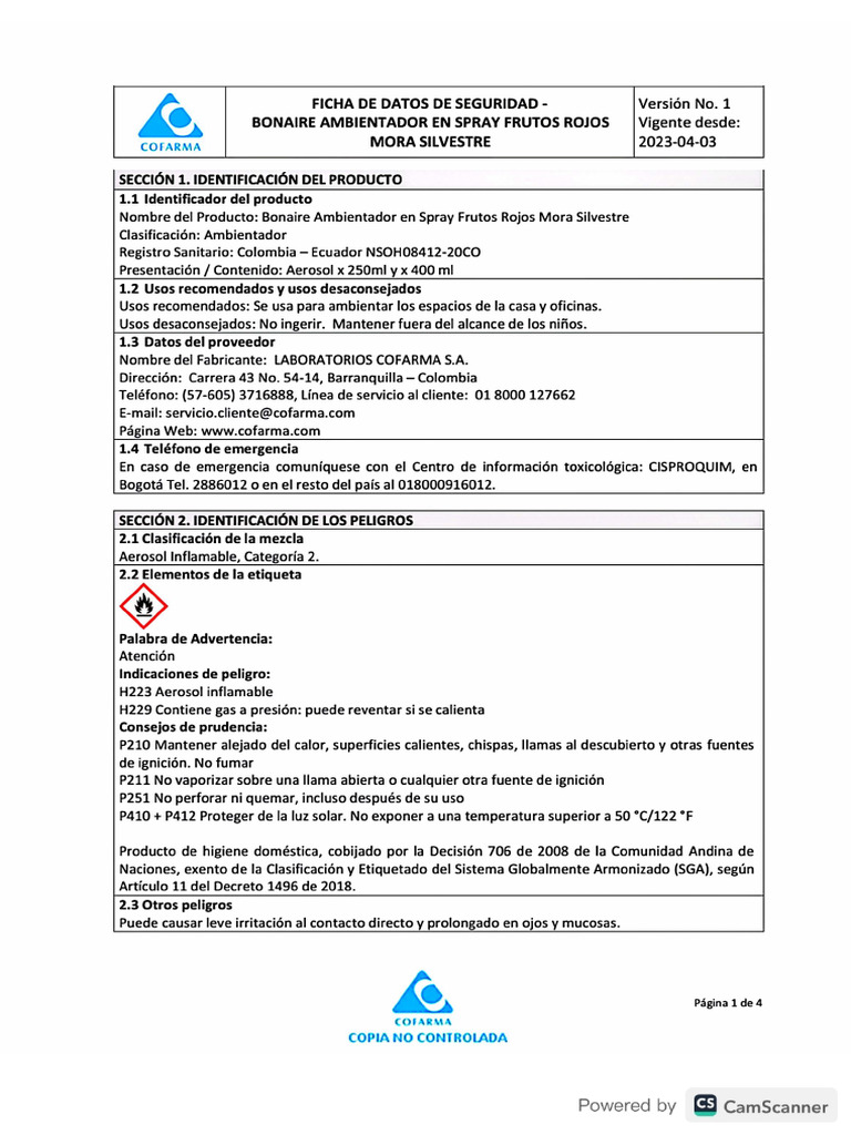 Bonaire Ambientador Spray | PDF