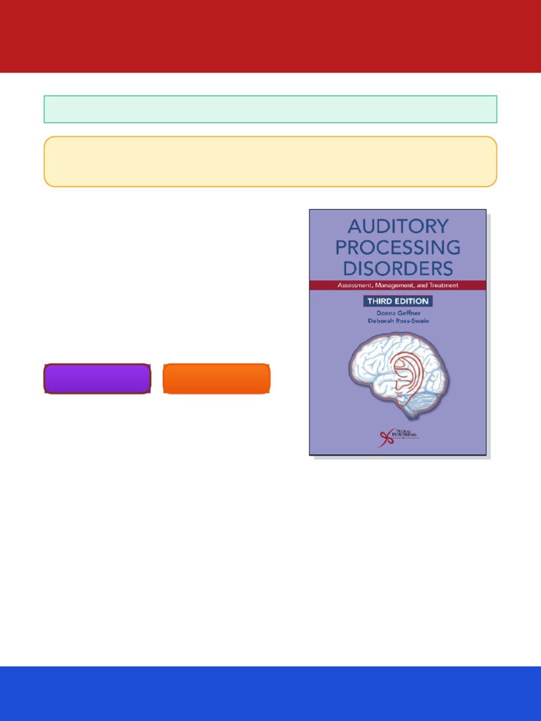 Auditory Processing Disorders Assessment Management and Treatment Third ...